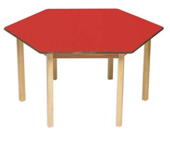 Red Hexagonal Classroom Table